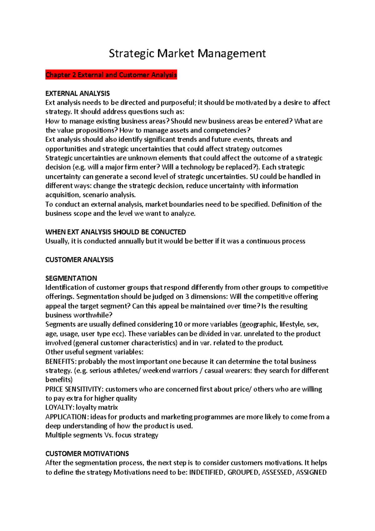 Strategic Market Management (MKT 502) - Summary of Key Concepts ...