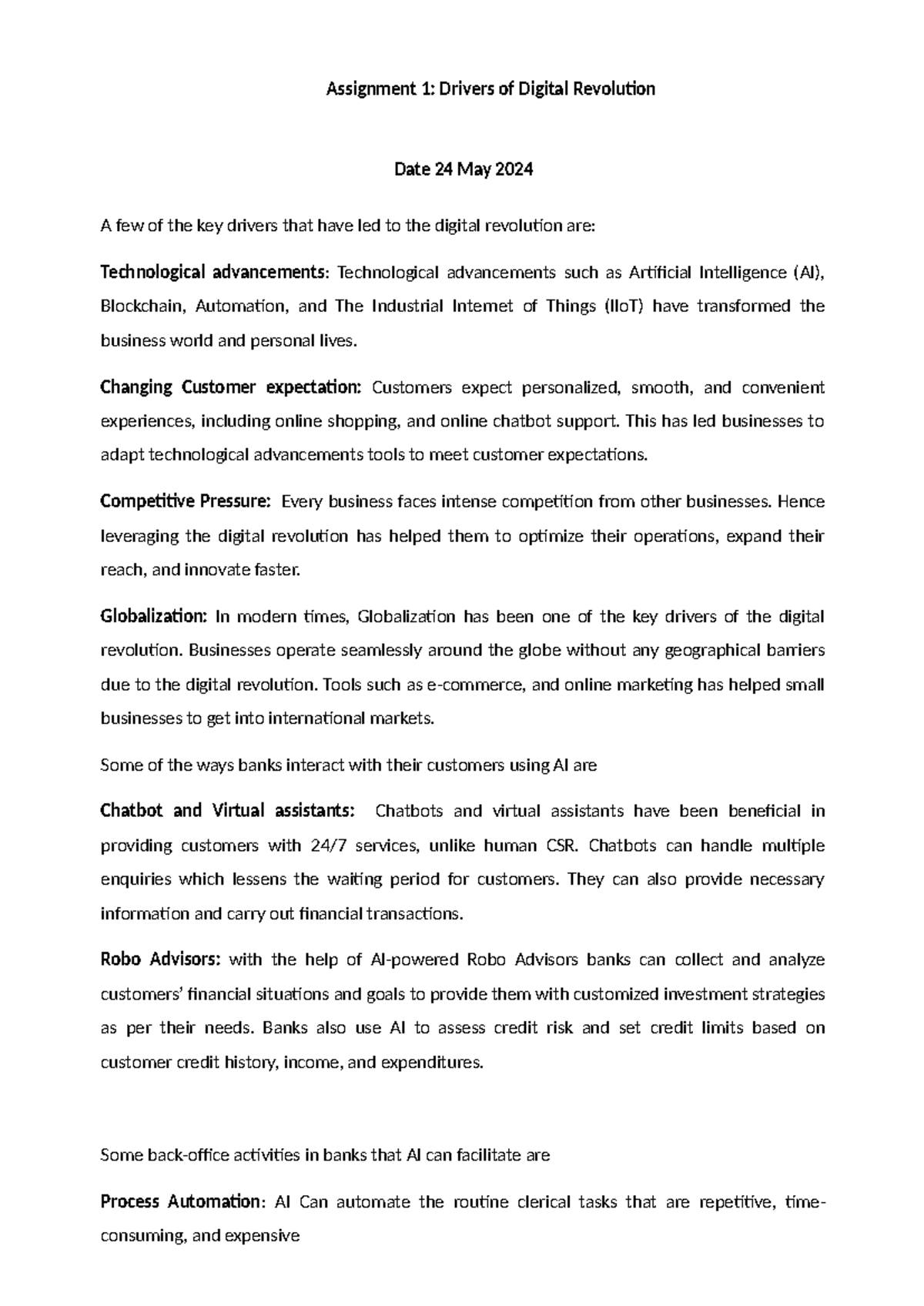Assignment 1: Key Drivers of the Digital Revolution Analysis - Studocu