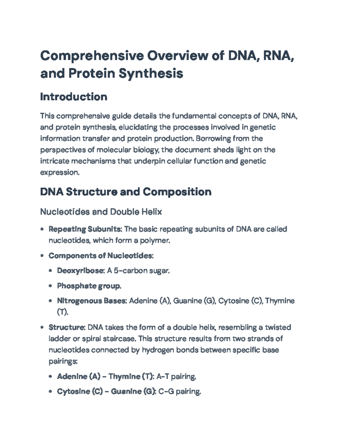 Comprehensive Guide to DNA, RNA & Protein Synthesis Processes ...