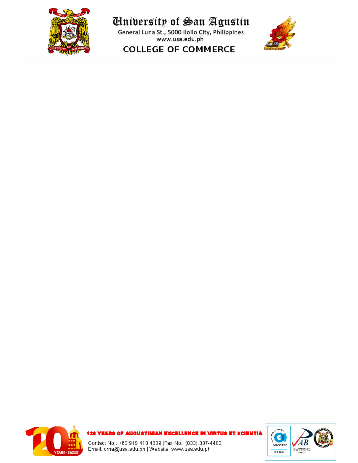 San Agustin logo commerce - Marketing Management - Contact No.: +63 919 ...