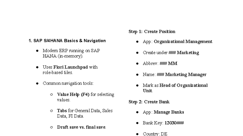 SAP HCM II & SD Process Overview: Position Creation & Payroll Steps ...
