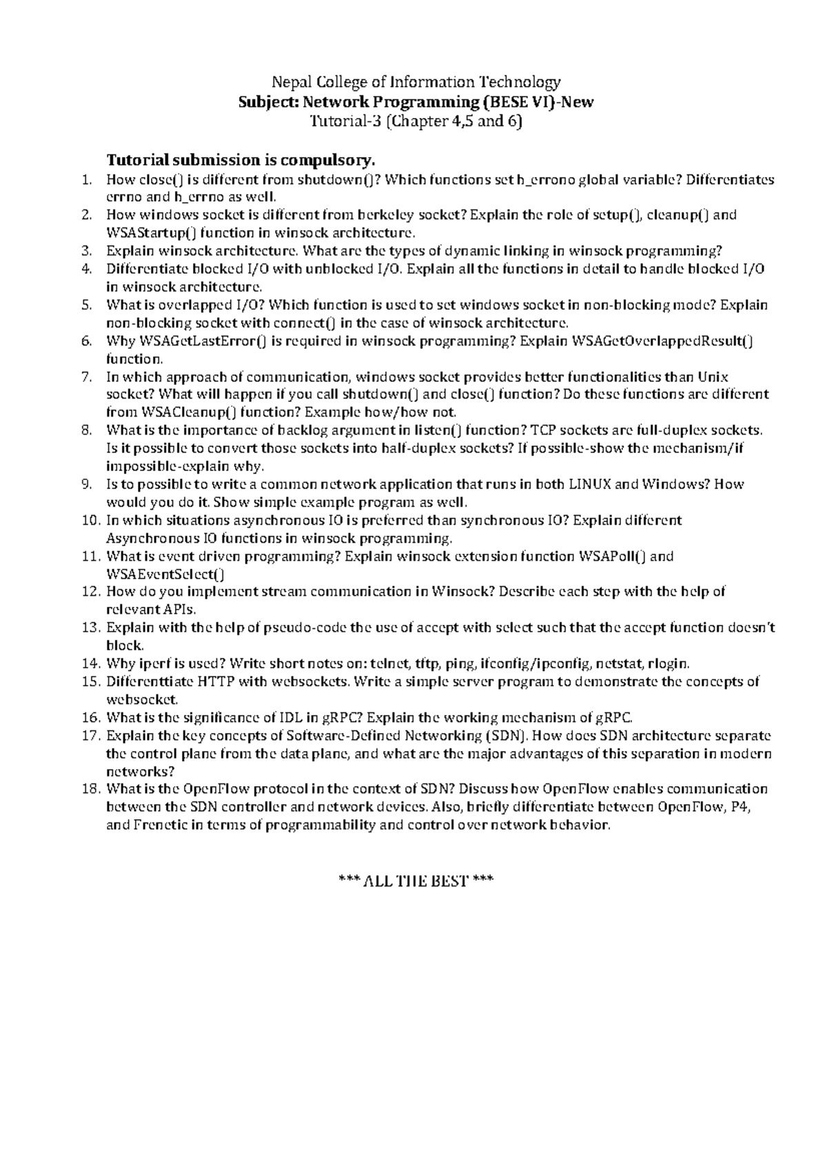 NP SE VI Assignment 3: Network Programming Concepts and Winsock ...