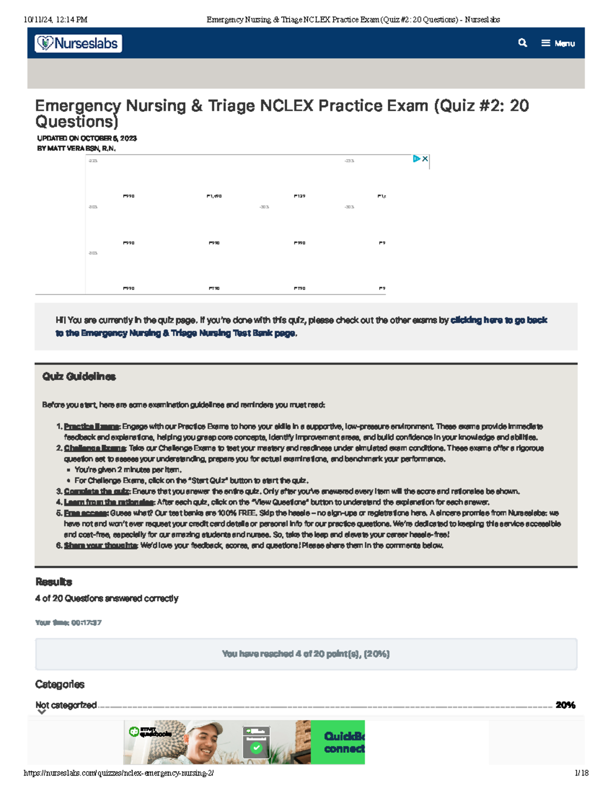 Emergency Nursing & Triage NCLEX Quiz #2: 20 Questions Practice Exam ...