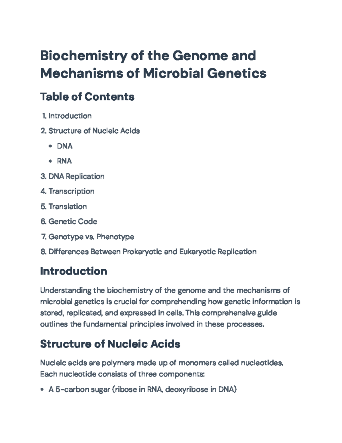 Biochemistry of the Genome: Microbial Genetics Mechanisms and Insights ...