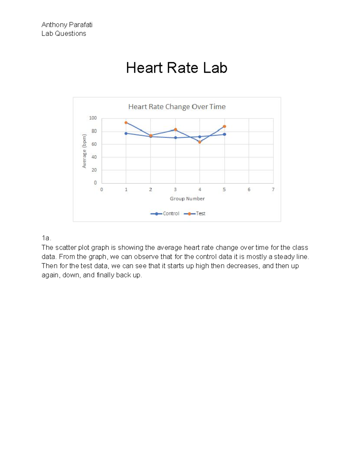 Lab Questions for Heart Rate Lab - Analysis of Group Data - Studocu