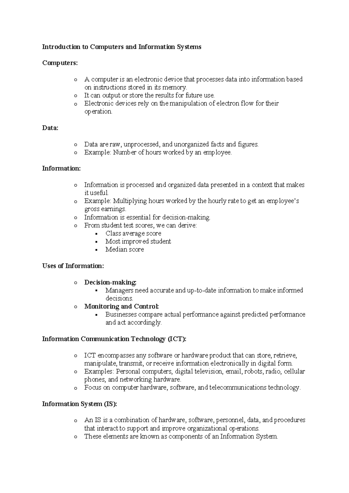 Introduction to Computers and ICT: Key Concepts and Applications - Studocu