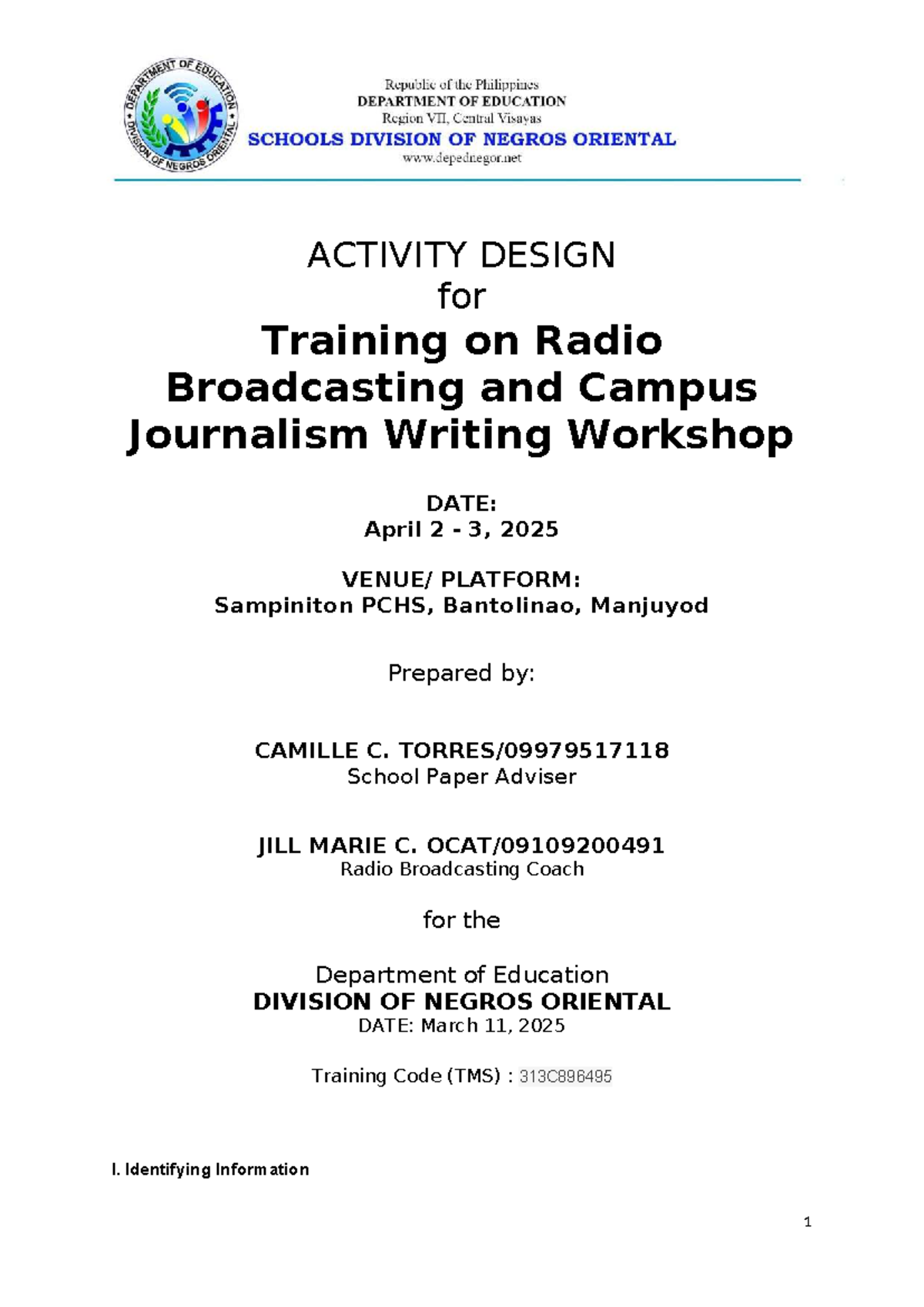Training on Radio Broadcasting & Campus Journalism Workshop (TMS ...