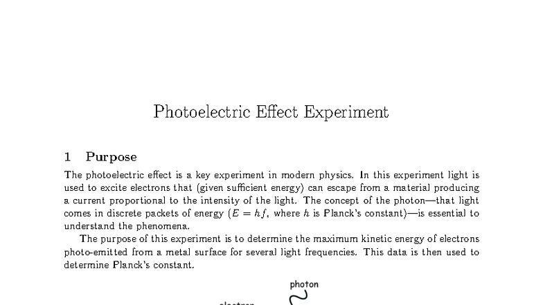 Photoelectric Effect Experiment II: Analyzing Electron Kinetics - Studocu