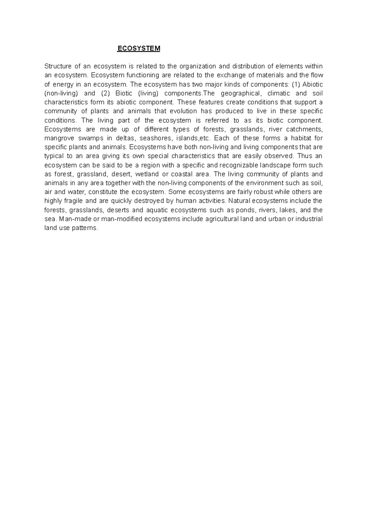 ECOS 101: Ecosystem Structure and Function Notes - Studocu