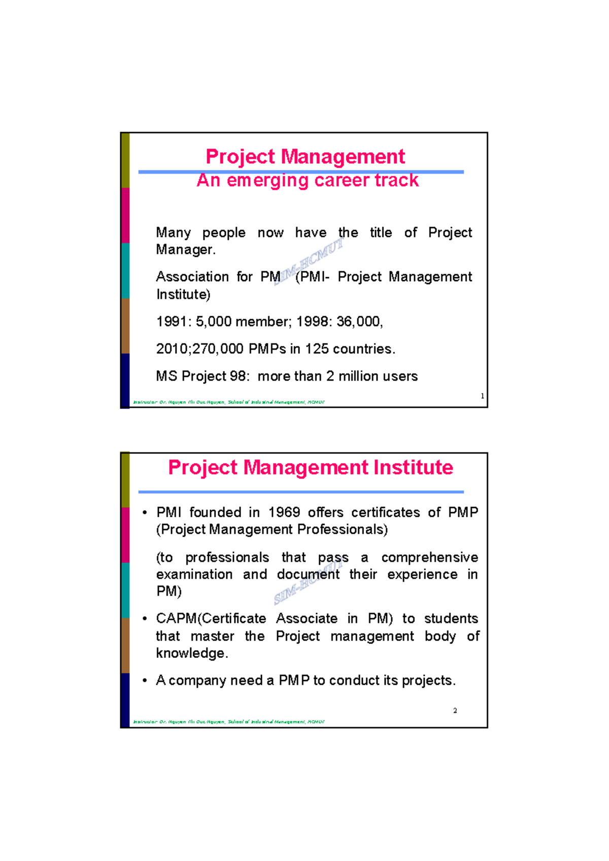 C0+1 - Project Management Lecture Notes by Dr. Nguyen Thi Duc Nguyen ...