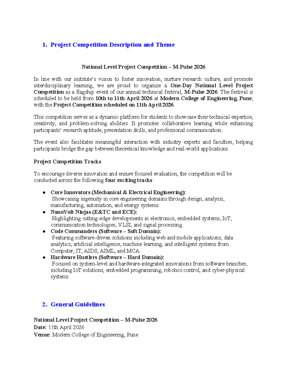 National Level Project Competition 2026: Event Overview and Guidelines ...