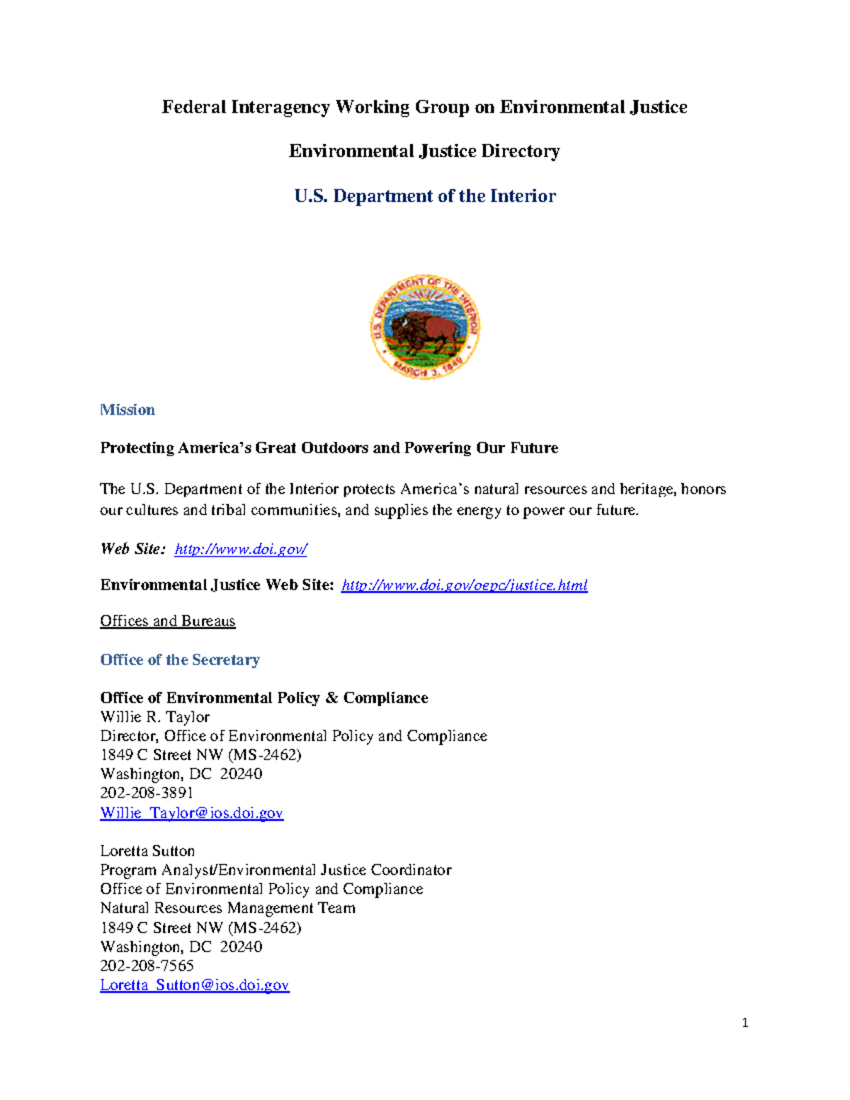 Federal Interagency Working Group on Env. Justice Directory Guide - Studocu