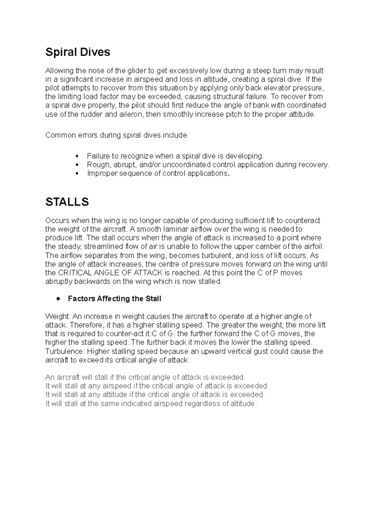 Spiral Dives - Lecture notes 33 chamd - Spiral Dives Allowing the nose ...