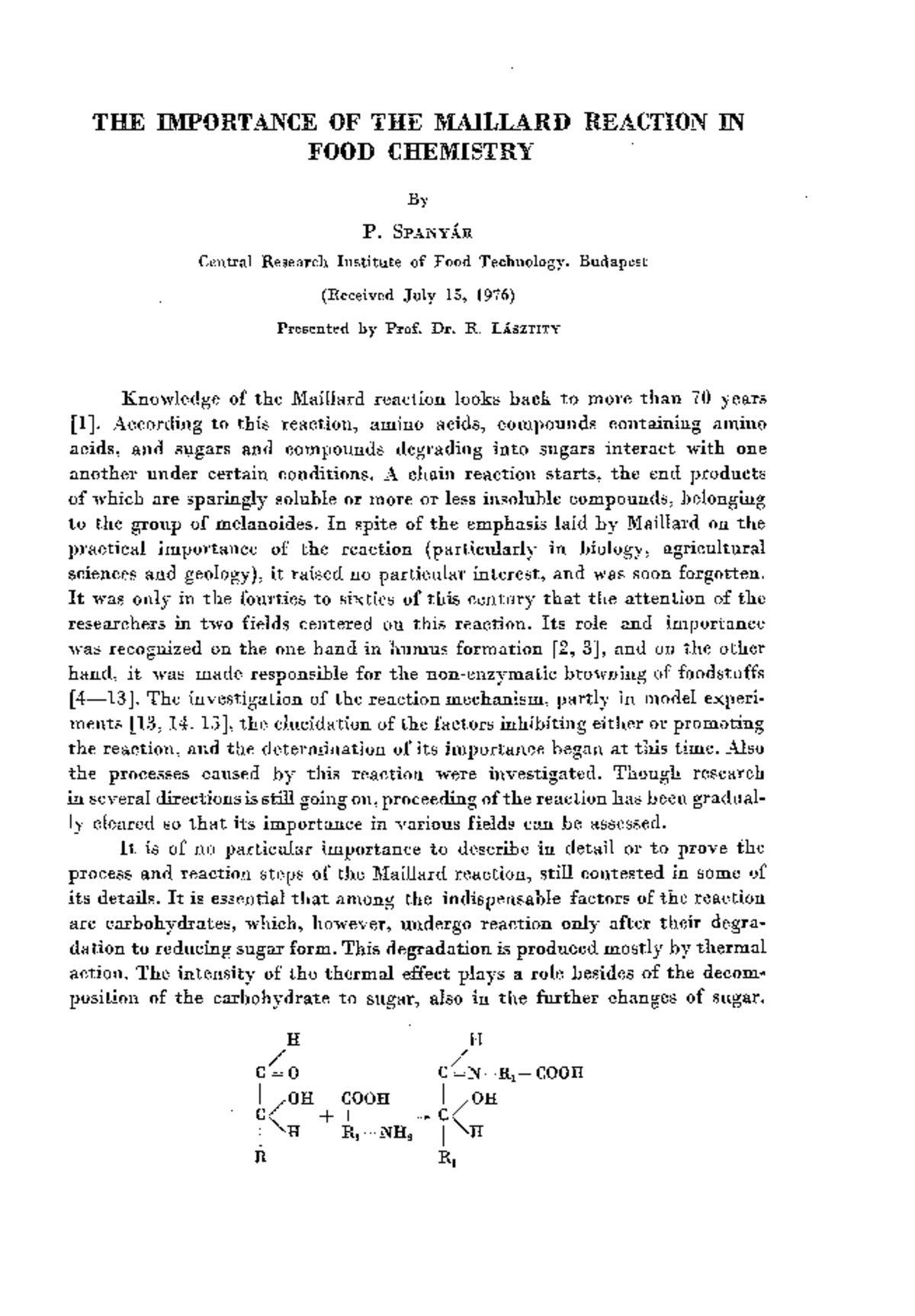 Maillard browning - THE IMPORTANCE OF THE MAILLARD REACTION IN FOOD ...