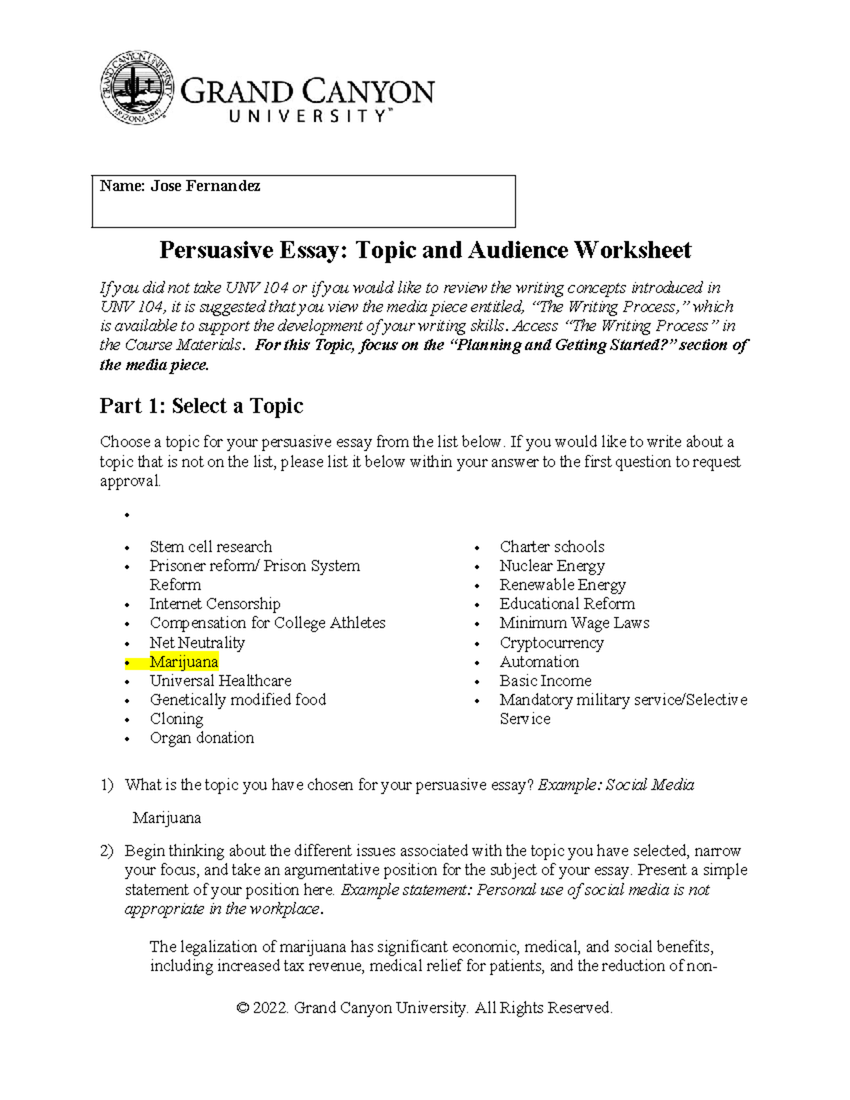T1 Topicand Audience Worksheet PHI105 Persuasive Essay Planning 9 5 22 ...