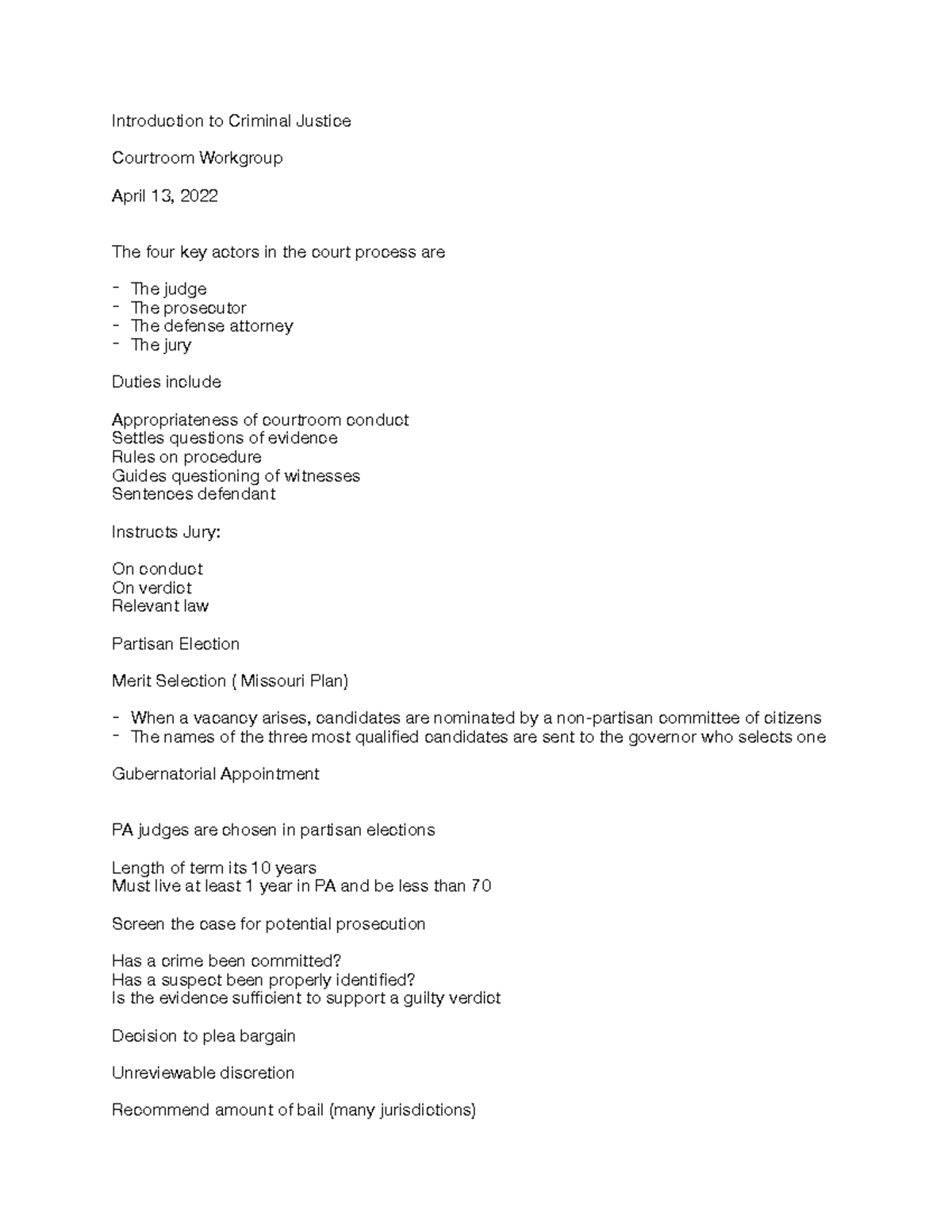 Courtroom Workgroup in Criminal Justice: Key Actors & Duties - Studocu