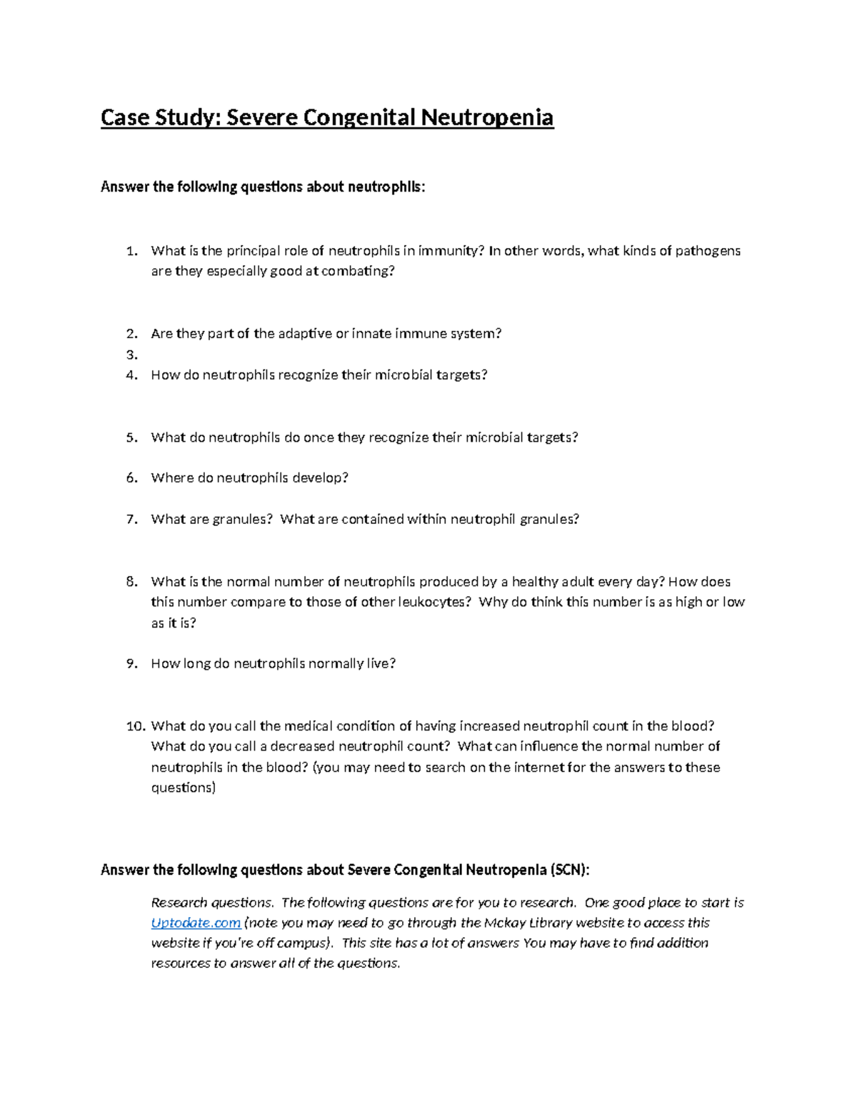 Case Study 25: Severe Congenital Neutropenia Study Guide - Studocu