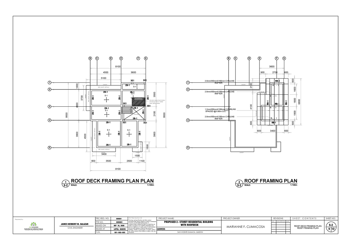 Roof Deck Framing Plan - Salazar Structural Plans A2 - Studocu
