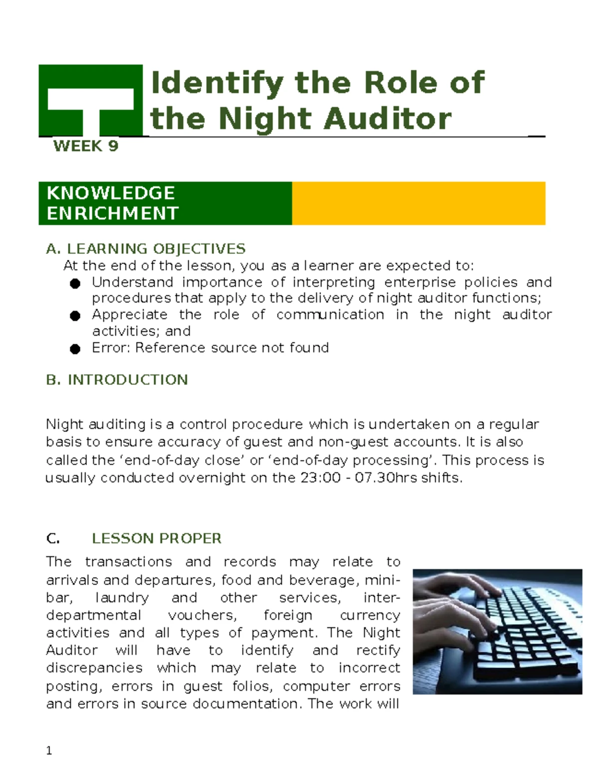 Front office Modules 1-4 - LESSON 1 Receive and Process Reservations ...