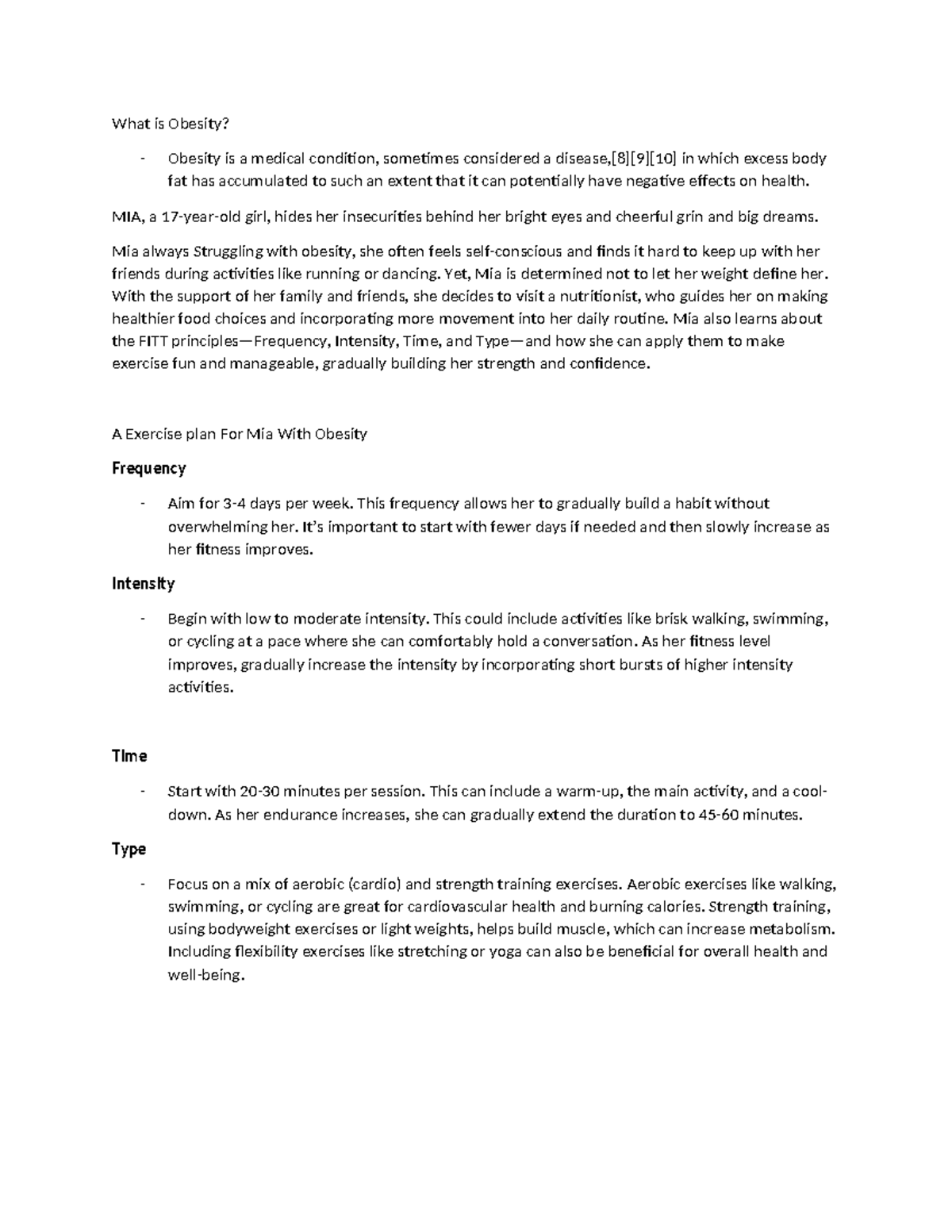MIA's Journey: Overcoming Obesity with a Personalized Exercise Plan ...
