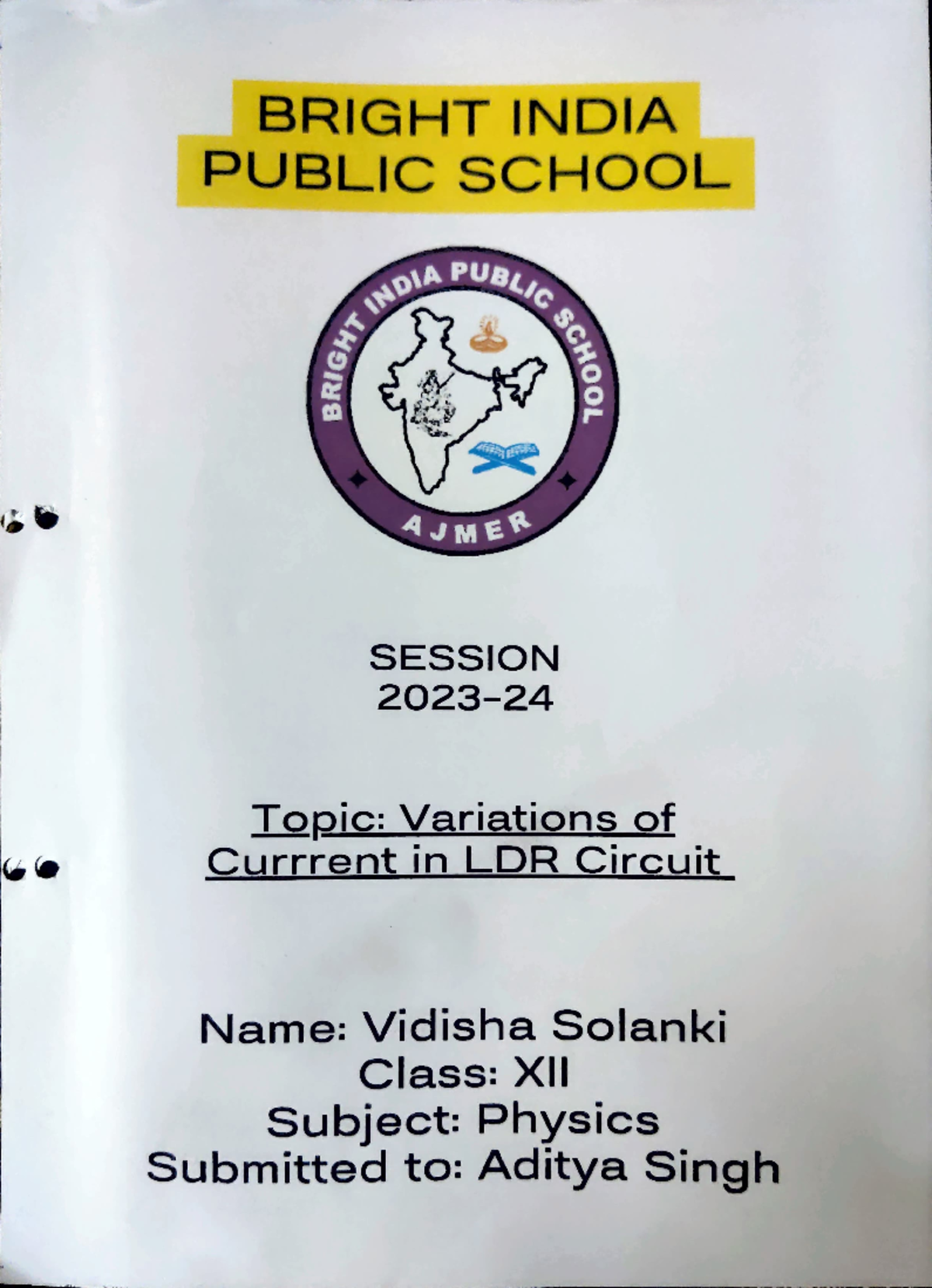 Sample investigatory Project file - BRIGHT INDIA PUBLIC SCHOOL USE ...