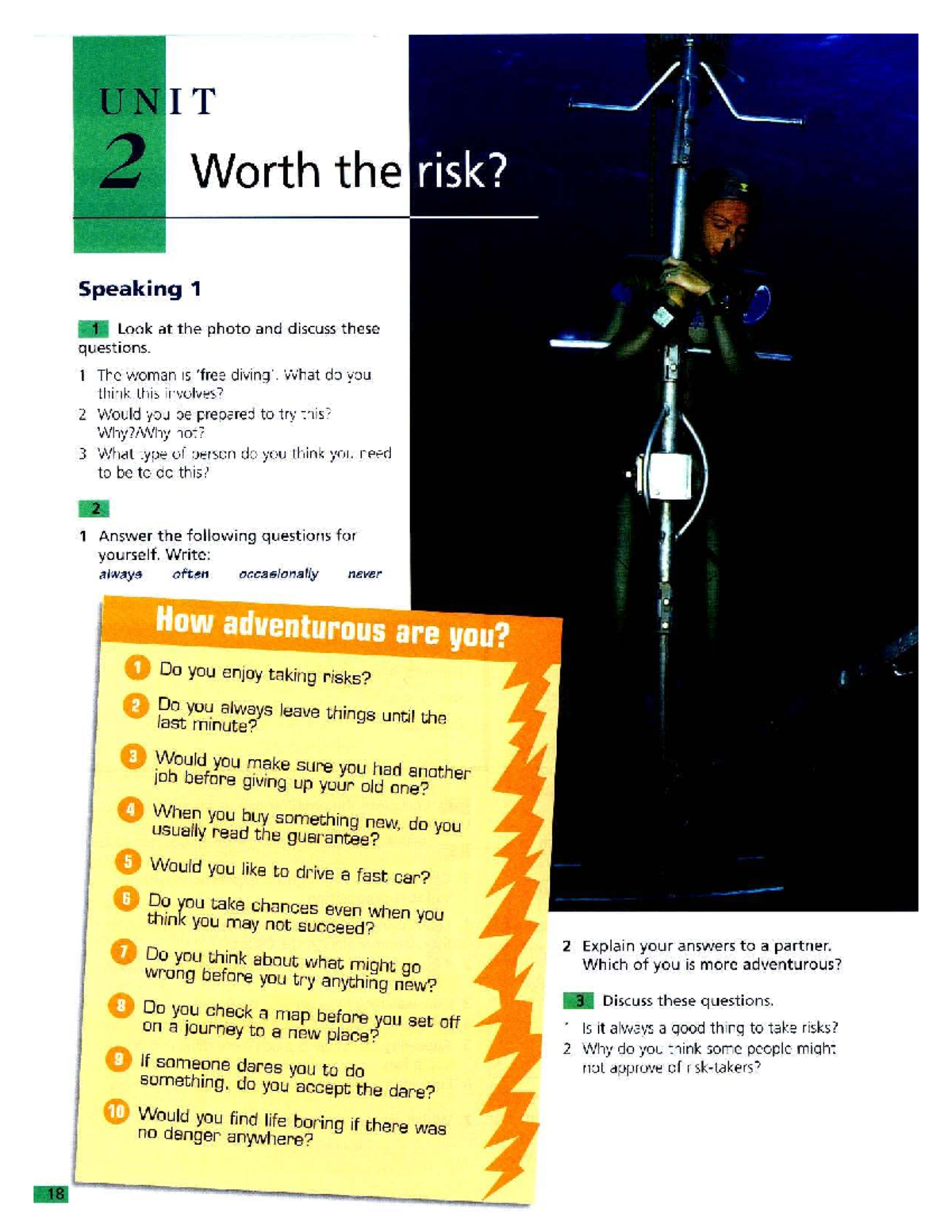 Unit 2 - Worth the Risk? Speaking & Listening Activities for FCE - Studocu