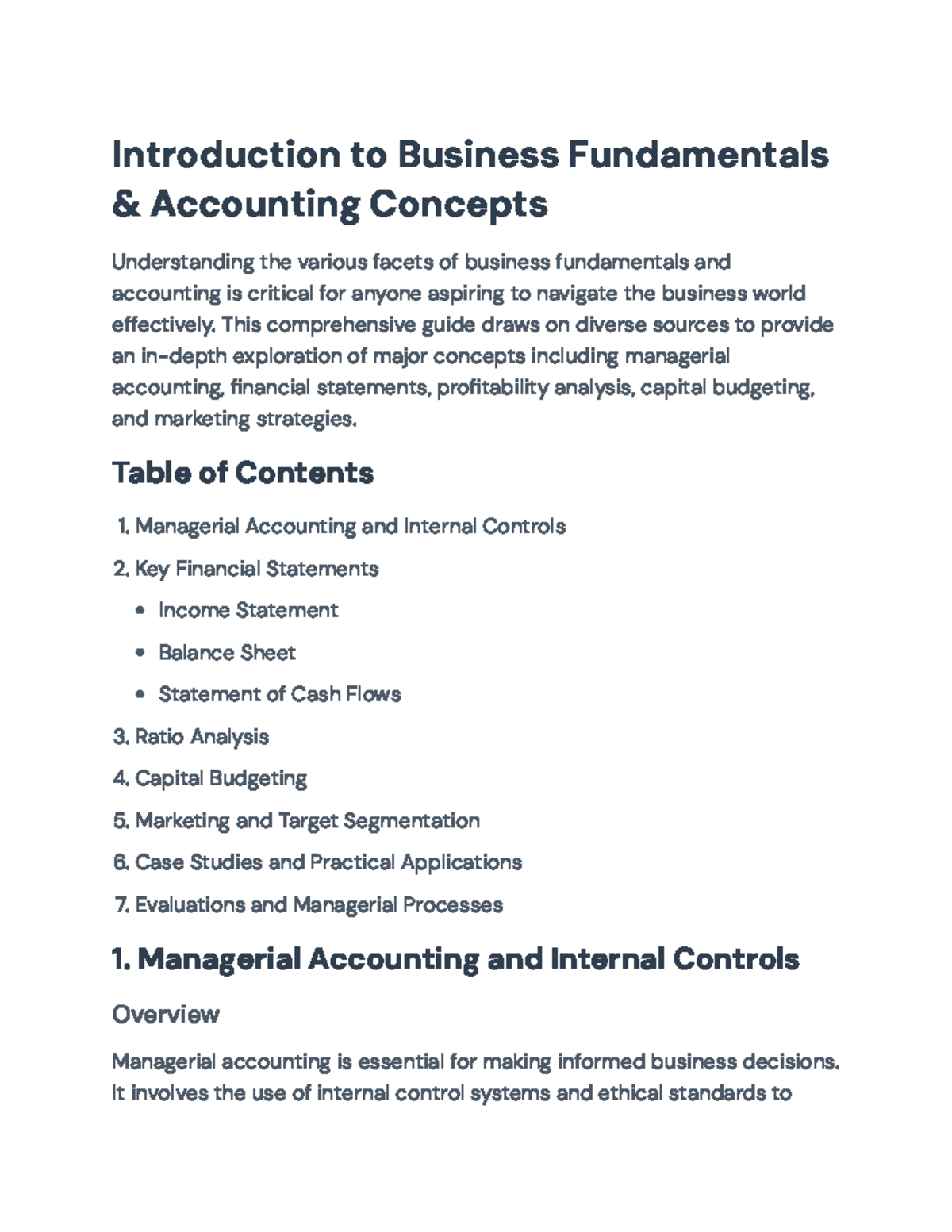 Business Fundamentals & Accounting Concepts Guide (Course Code: BA101 ...