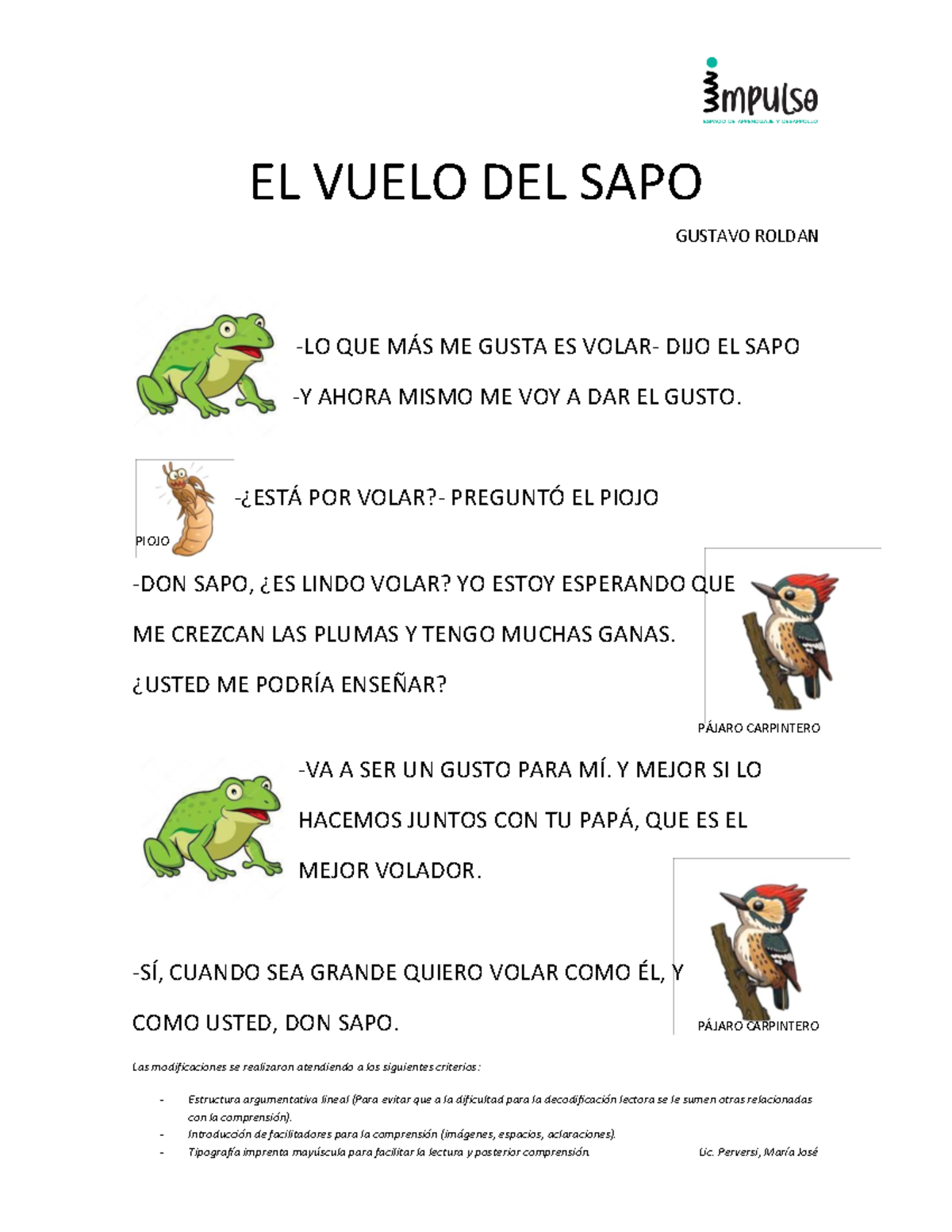 Adaptación de "El Vuelo del Sapo" - Modificaciones y Comprensión - Studocu