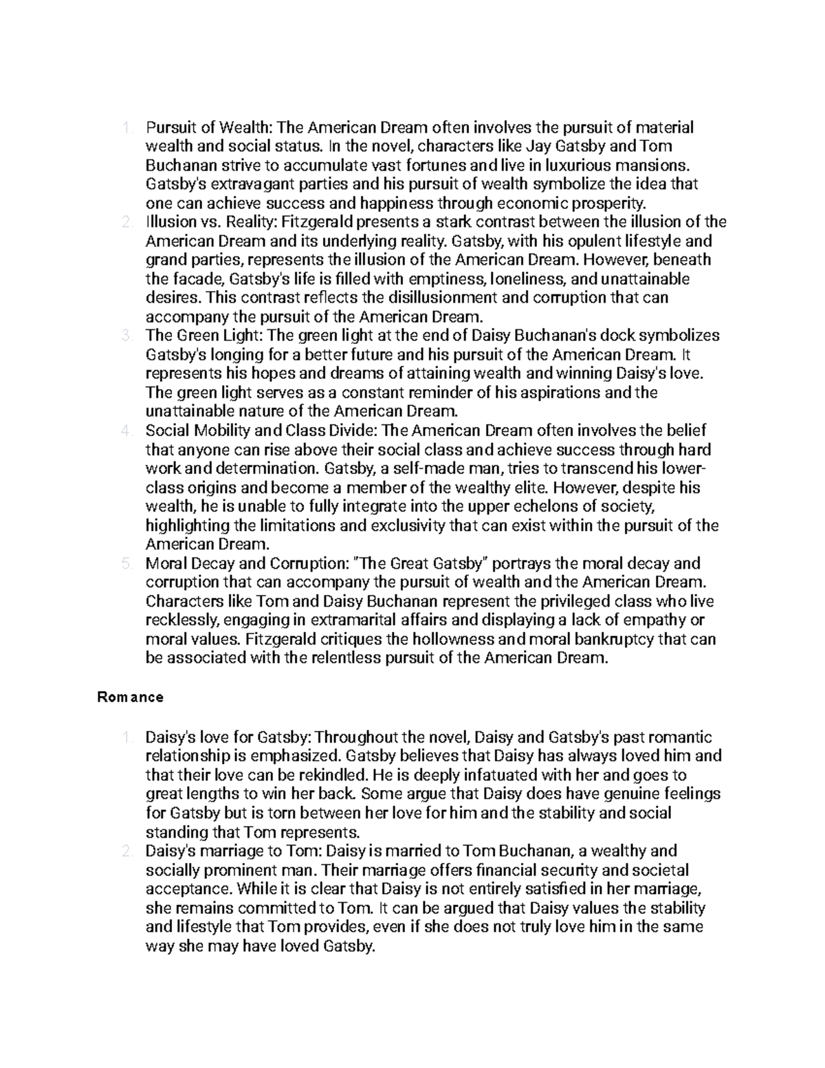 The Great Gatsby - Pursuit of Wealth: The American Dream often involves ...