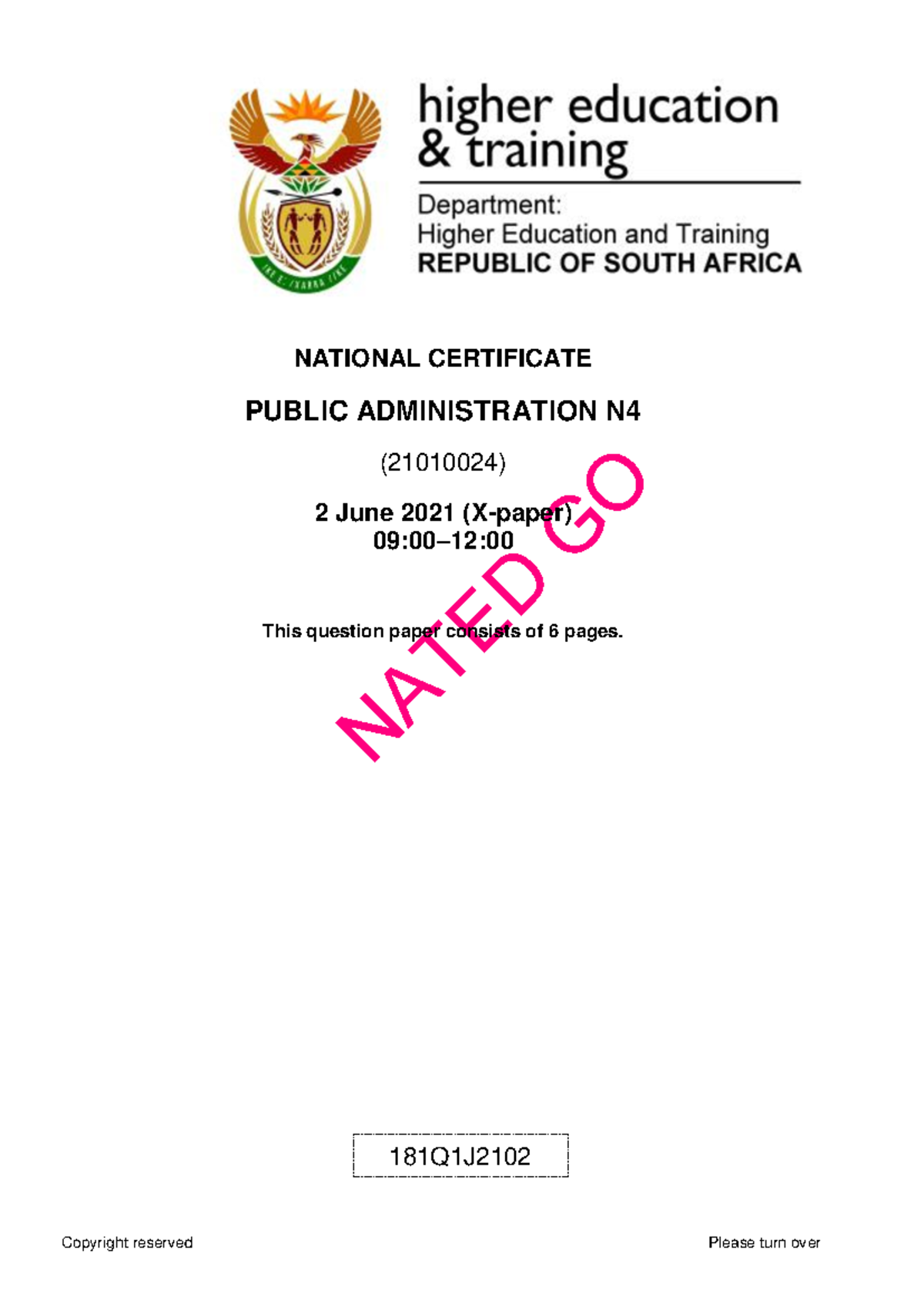 =2021B - Trtttyji - NATED GO NATIONAL CERTIFICATE PUBLIC ADMINISTRATION ...