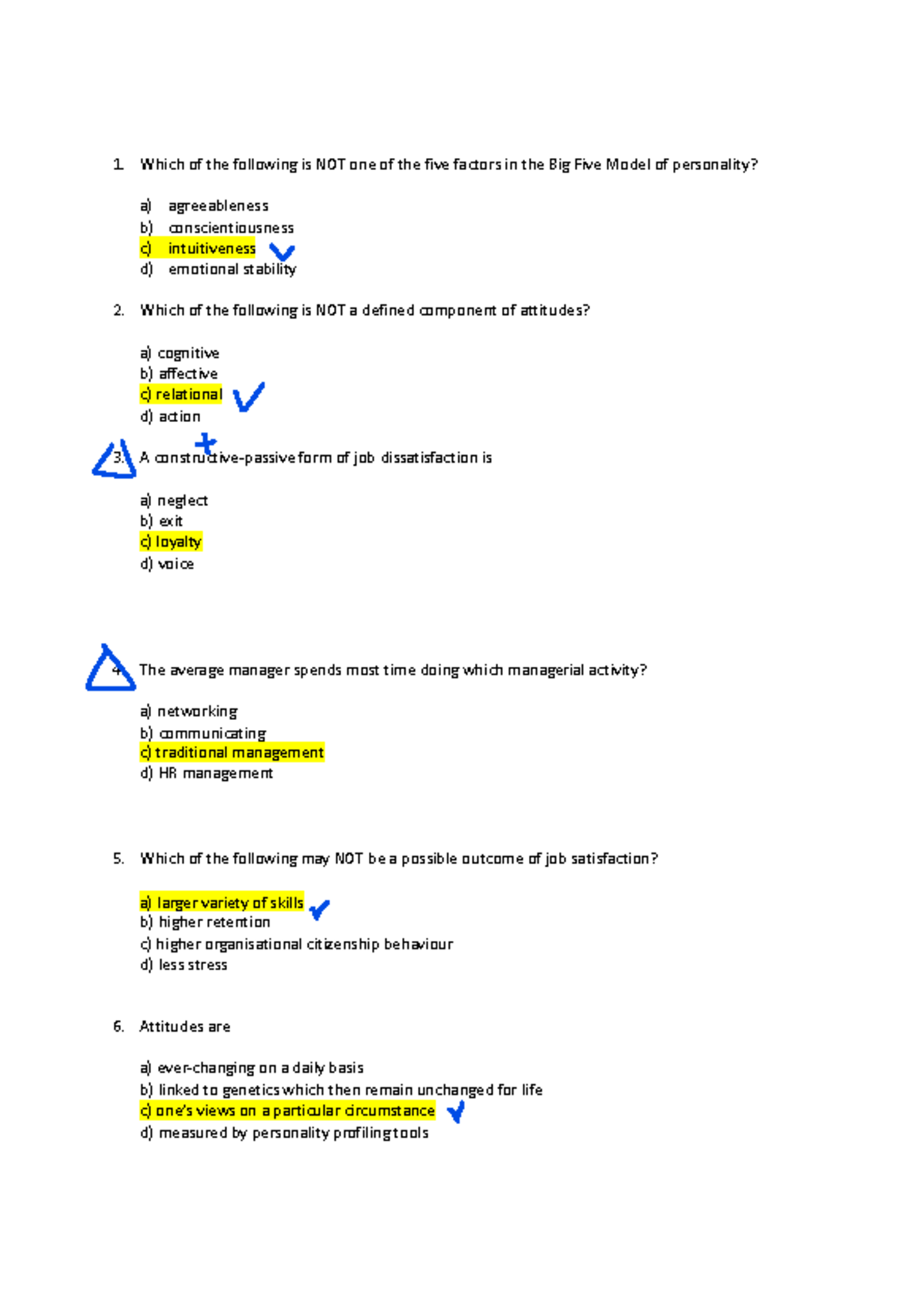 Finals Sample Quiz: Big Five Model & Attitudes (PSY 101) - Studocu