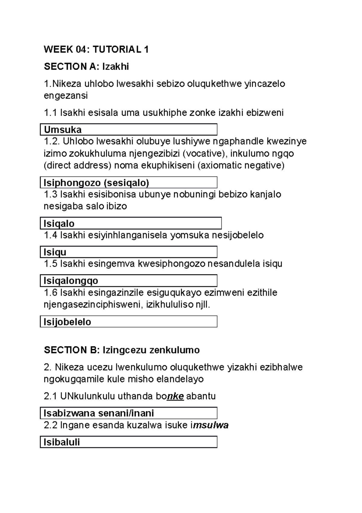 WEEK 04-TUT 1-MEMO - NOTES - WEEK 04: TUTORIAL 1 SECTION A: Izakhi 1 ...