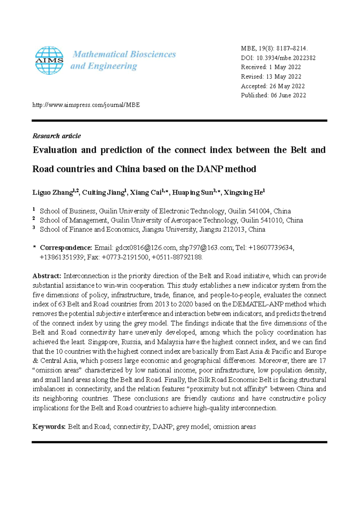 Evaluation and Prediction of Connectivity Index in Belt and Road ...