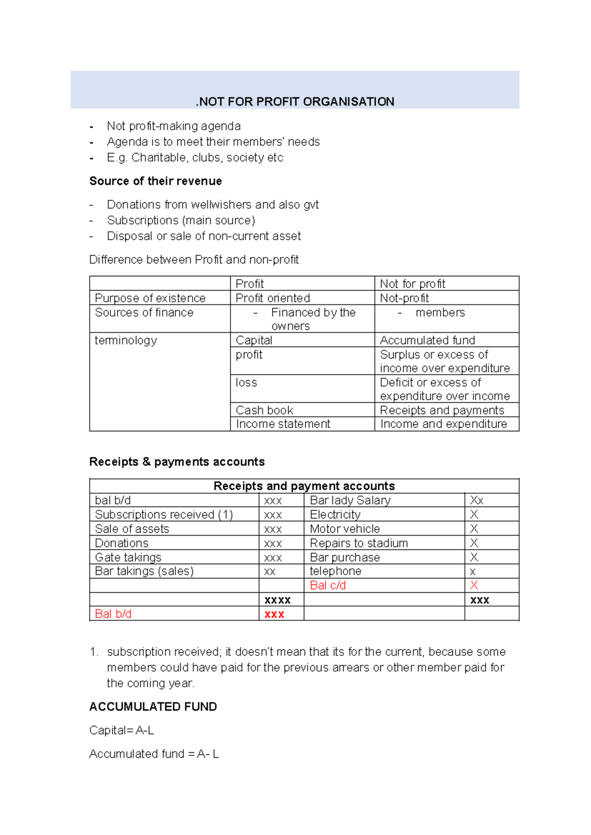 Not for Profit Organisation: Financial Overview and Key Concepts - Studocu