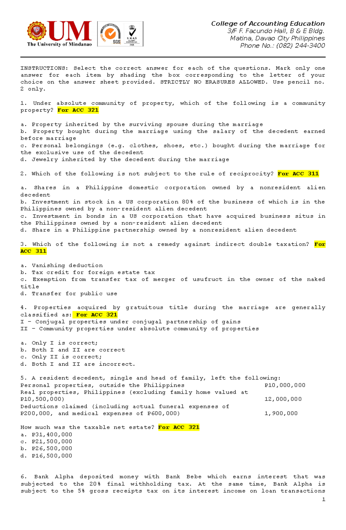 Comprehensive Assignment - 3/F F. Facundo Hall, B & E Bldg. Matina, Davao City Philippines Phone ...