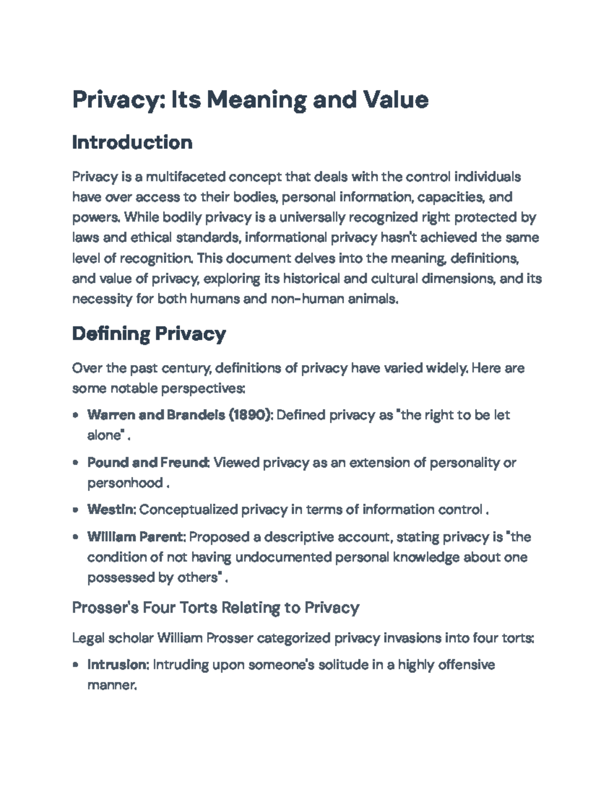 Understanding Privacy: Definitions, Value, and Ethical Implications ...