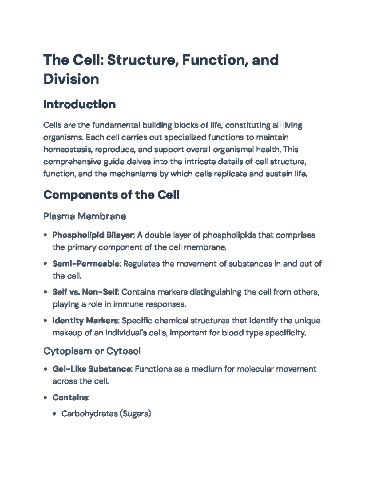 Cell Biology Overview: Structure, Function, and Division Mechanics ...
