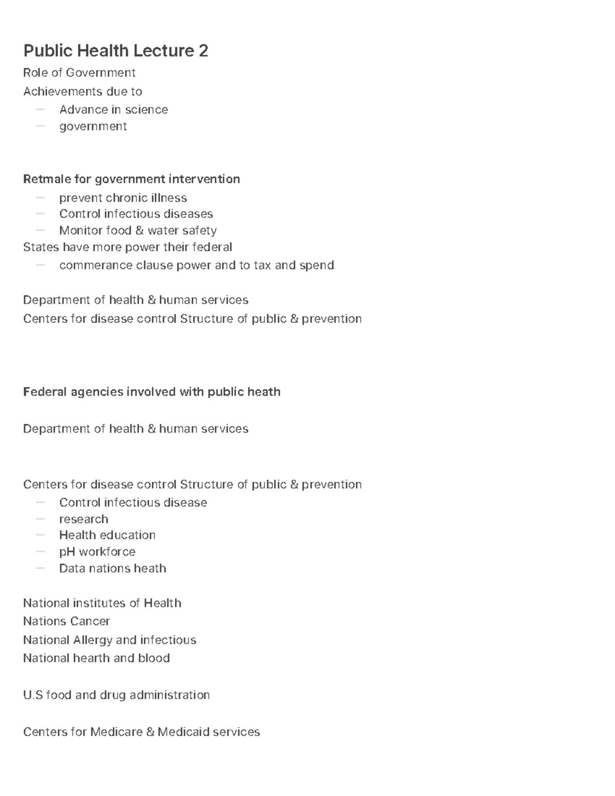 Public Health Lecture 2: Government's Role in Disease Control - Studocu