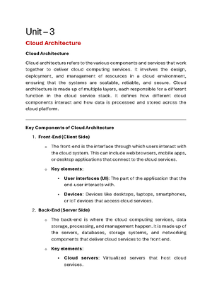 Unit - 2 CC - Understanding Cloud Computing Motivations and Needs - Studocu