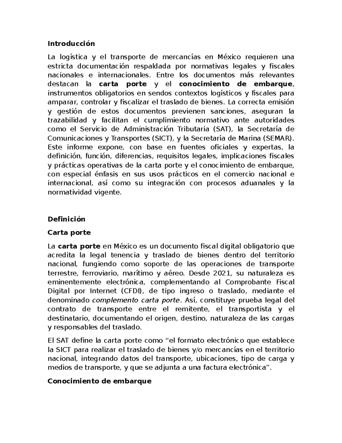 Carta Porte y Conocimiento de Embarque en México: Normativas y ...