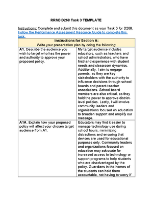 RRM3 D268 Task 3 Presentation outline - MyRRM3 D268 Task 3 TEMPLATE ...