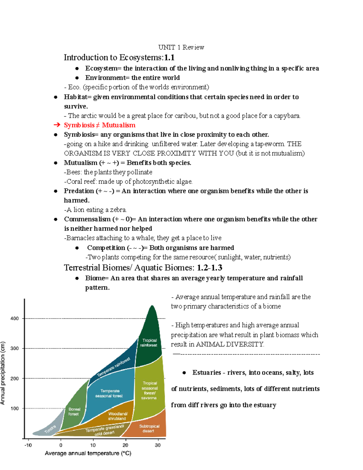 APESCI Unit 1 Review: Ecosystem Interactions and Biogeochemical Cycles ...