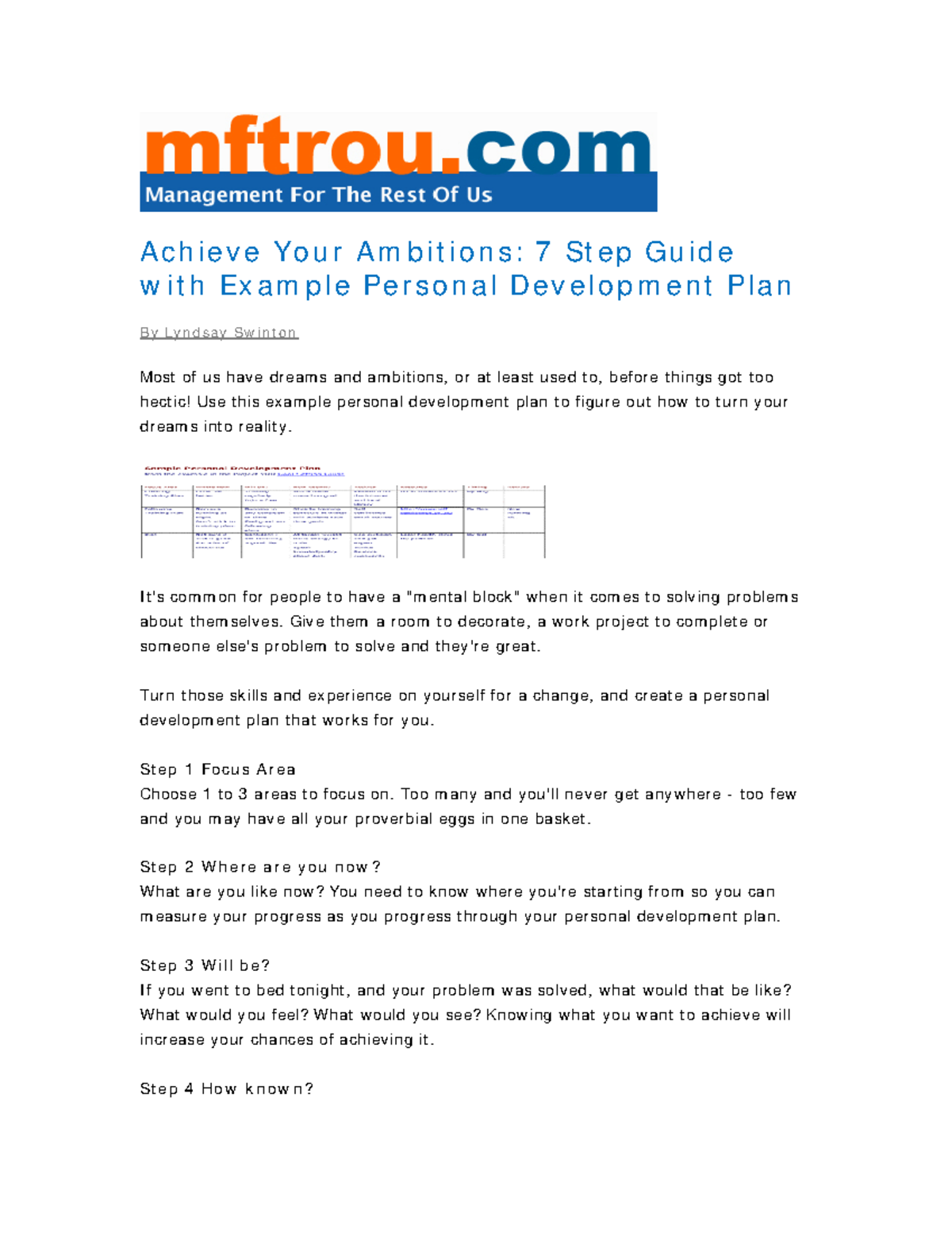 Example Personal Development Plan: A 7-Step Guide to Achieve Your Goals ...