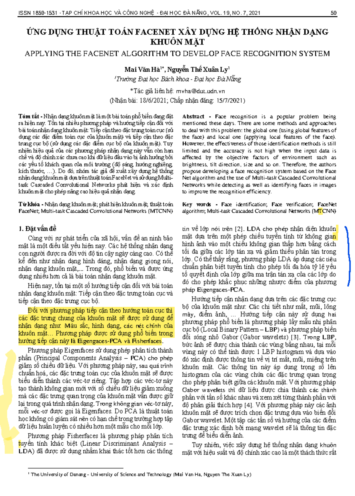 Face Recognition System Development Using FaceNet & MTCNN - Studocu