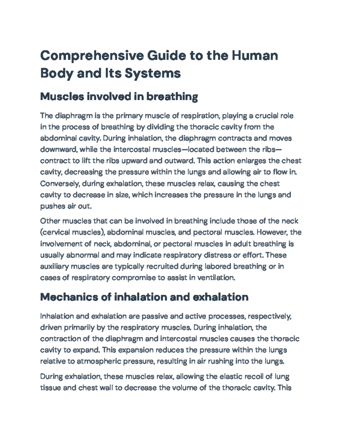 Comprehensive Overview of Human Body Systems - Course Notes - Studocu