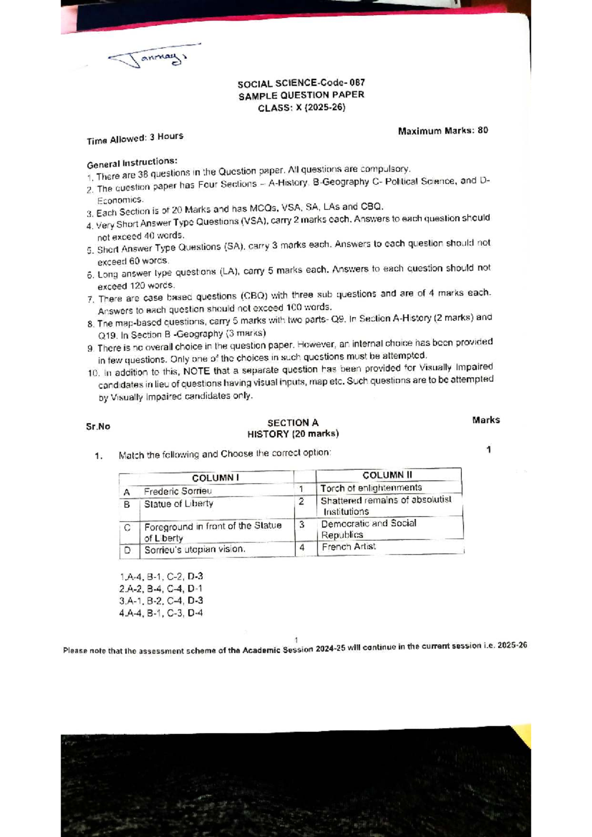 SOCIAL 087 SAMPLE QUESTION PAPER CLASS: X - 80 Marks, 3 Hours - Studocu