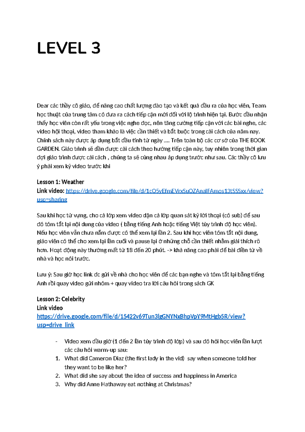 Guideline for Improving Level 3 Teaching Methods - Studocu