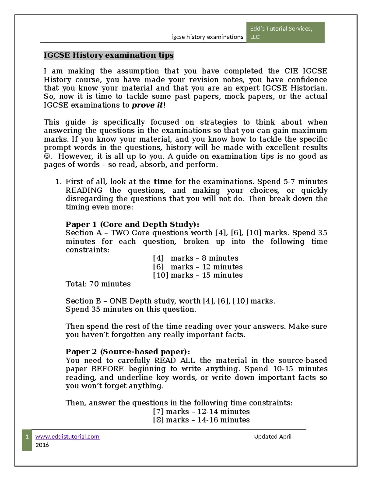 Igcse history examination tips - igcse history examinations LLC IGCSE ...