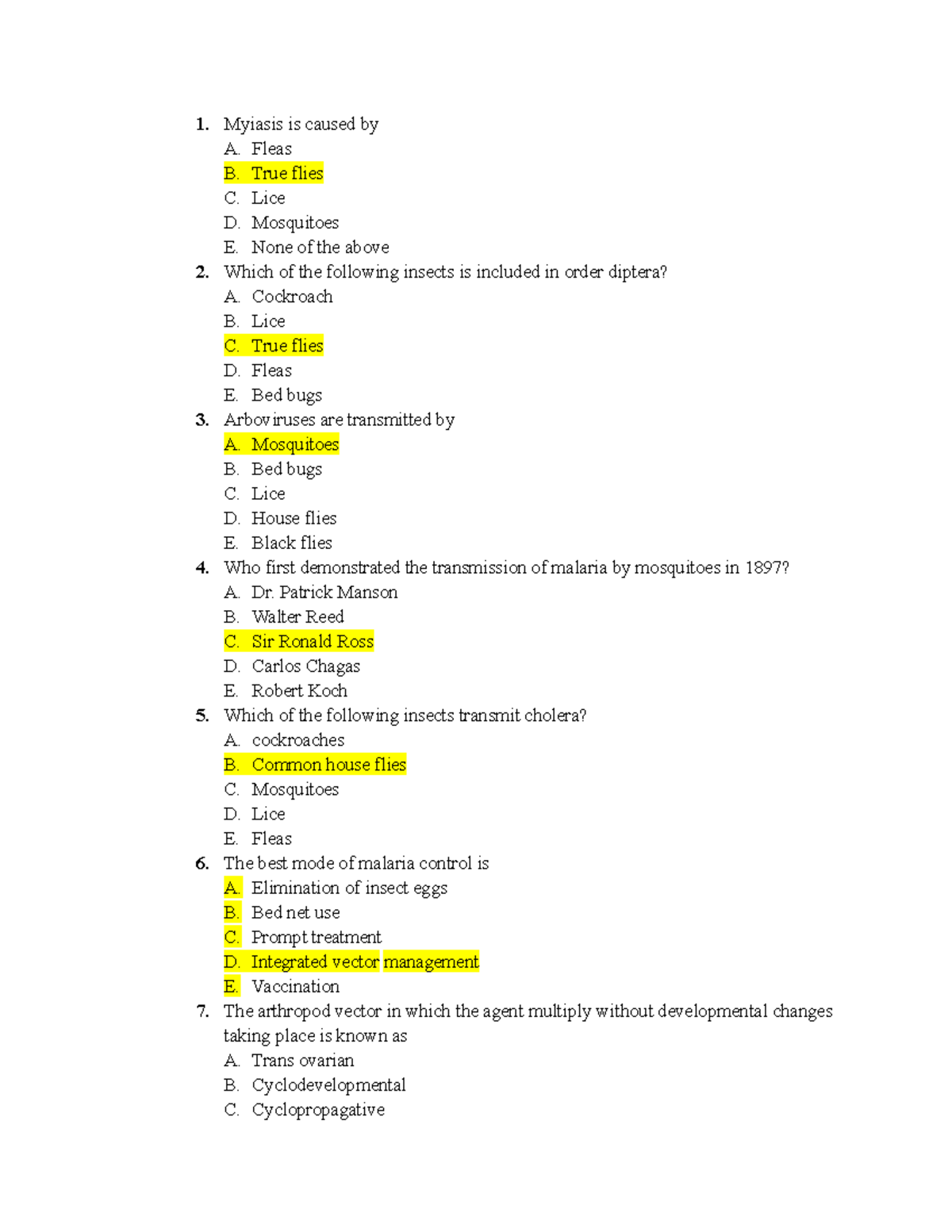 Abimana's Entomology Questions for BMS 2.1 Final Exam May 2017 - Studocu