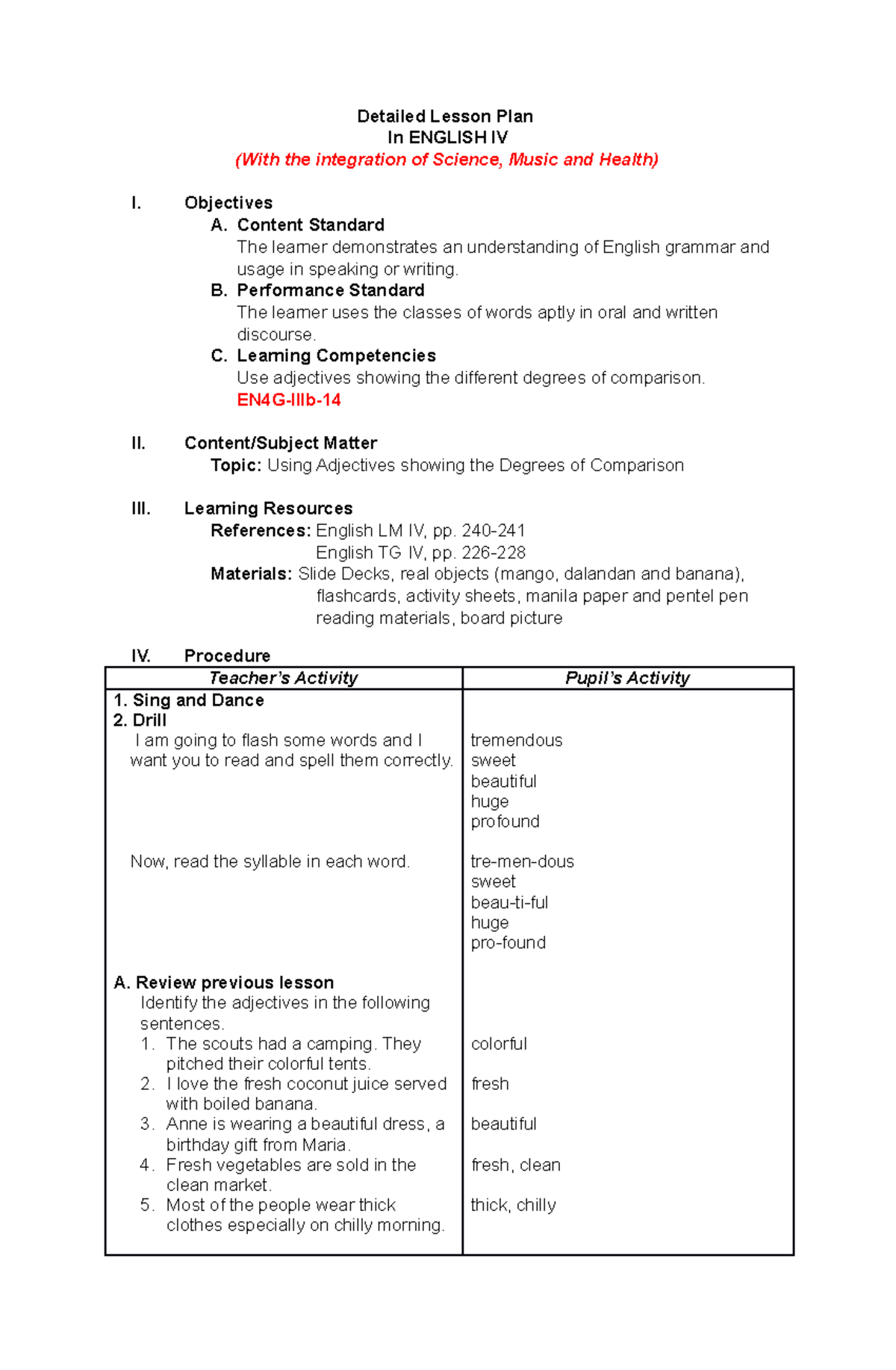 DLP-English - DLP About parallelism - Detailed Lesson Plan In ENGLISH ...